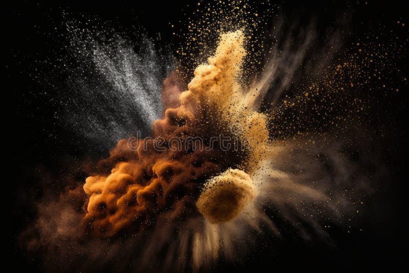 Flame Dust Explosion in Air on Black Background Stock Illustration ...