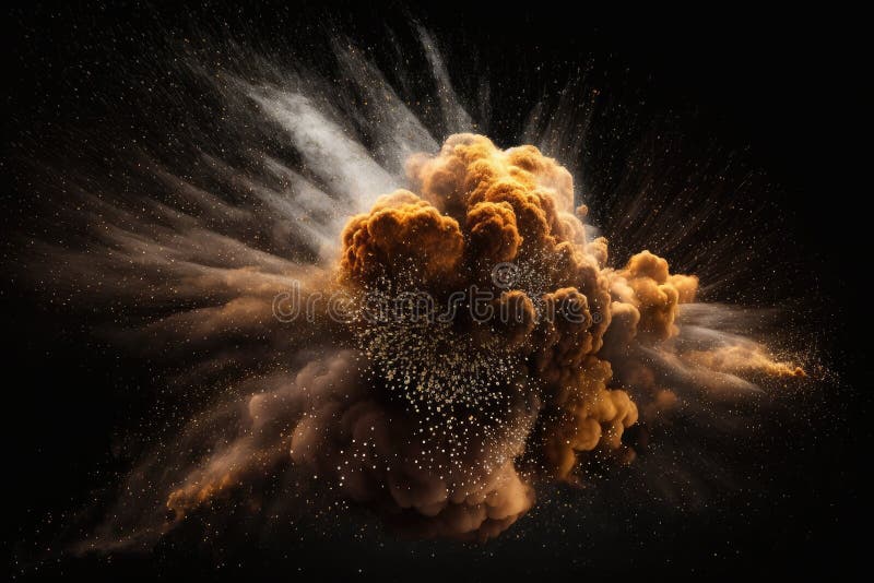 Flame Dust Explosion in Air on Black Background Stock Illustration - Illustration of generated ...