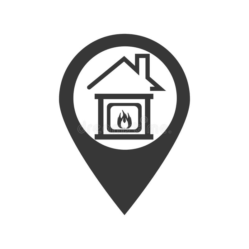 Flame Energy. Mark on the Map. Heating Icon Stock Vector - Illustration ...