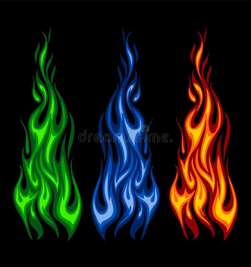 Flame that Extends 3 Colors Stock Vector - Illustration of closeup ...