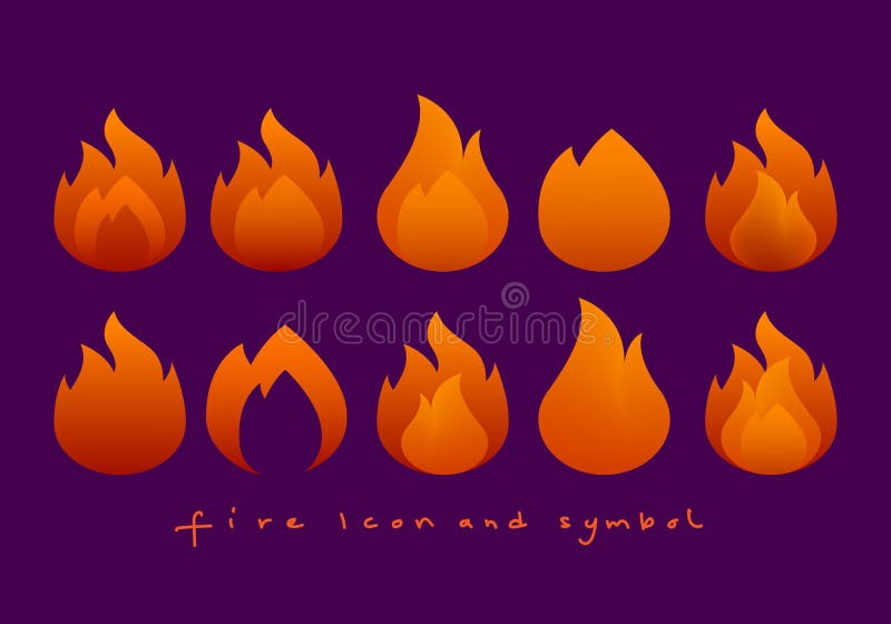 Flame Fire, Blaze, Border Fire Icon Set. Stock Vector - Illustration of inferno, graphic: 338934762