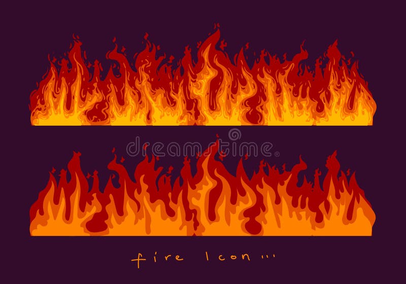 Flame Fire, Blaze, Border Fire Icon Set. Stock Vector - Illustration of ...
