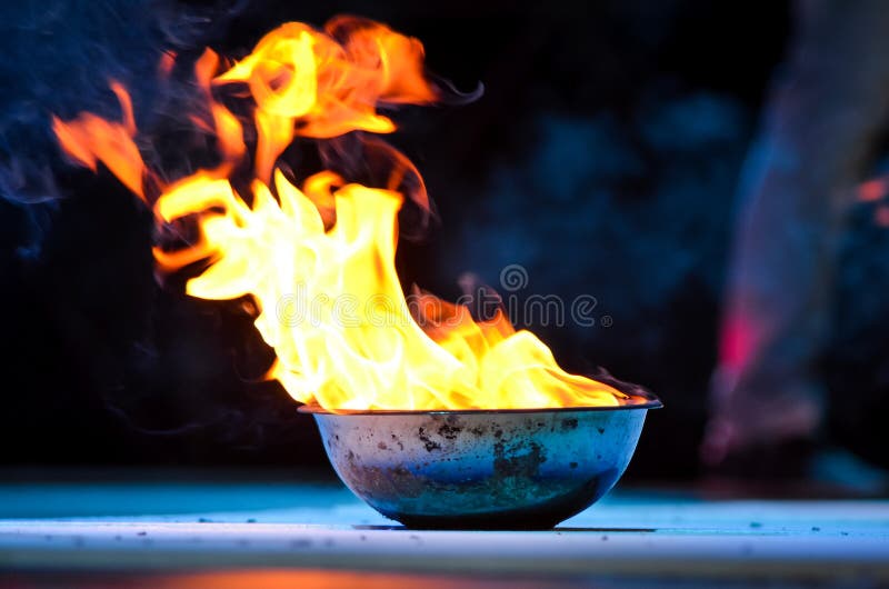 Flame in a fire bowl stock photo. Image of heat, candle - 177765858