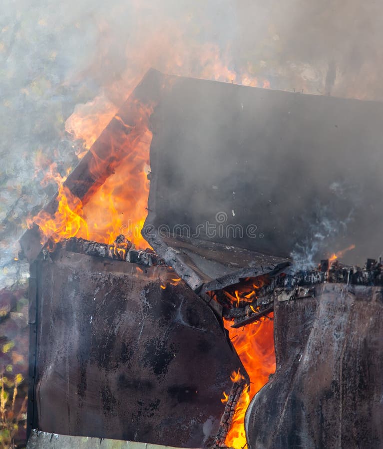 Flame of Fire in a Burning House. Fire Stock Photo - Image of danger ...