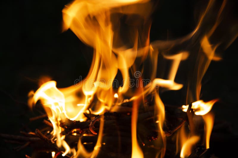 Flame of Fire on a Dark Night Stock Photo - Image of black, energy ...