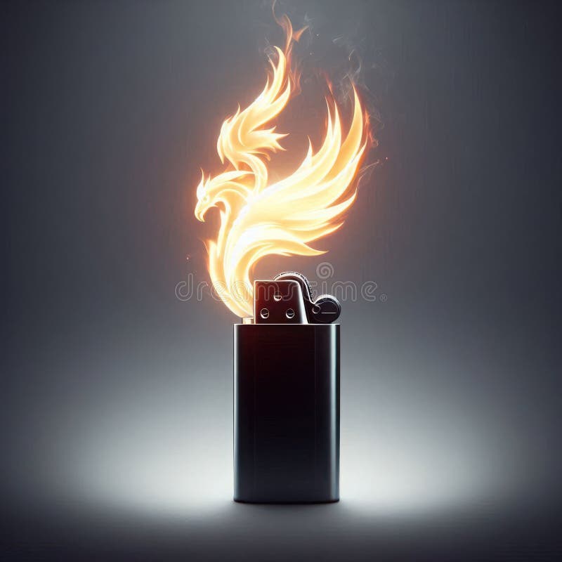 A Flame of Fire in the Form of a Phoenix Emanating from a Lighter ...