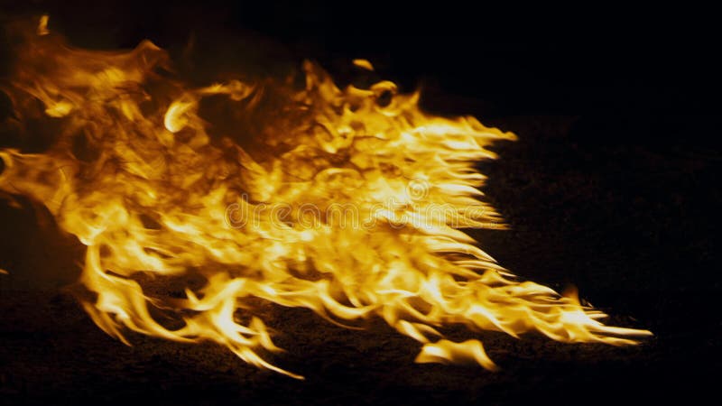 Flame of Fire on Ground. Fiery Flashes of Burning Sand. Stock Video ...