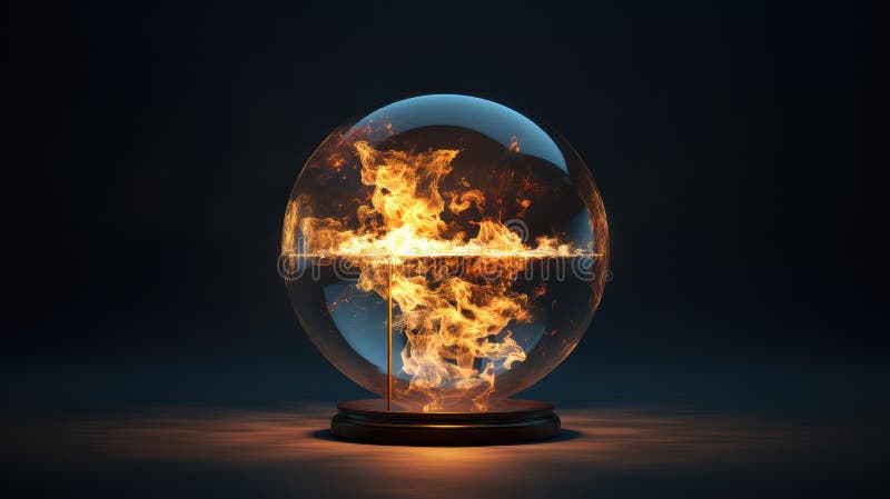 A Flame of Fire and Heat Inside a Transparent Globe-shaped Globe of the ...