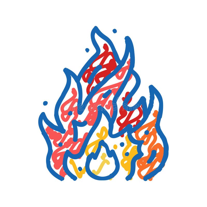 Flame Fire Icon Doodle Illustration Stock Vector - Illustration of ...