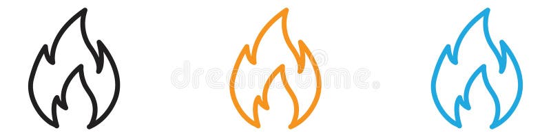 Flame Fire Icon Vector Logo Set Collection for Web App Ui Stock ...
