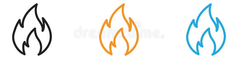 Flame Fire Icon Vector Logo Set Collection for Web App Ui Stock Vector ...