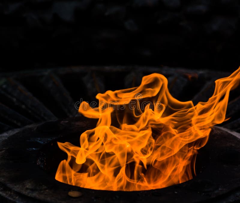 Flame of Fire Large and Small with Tongues of Fire Stock Image - Image ...