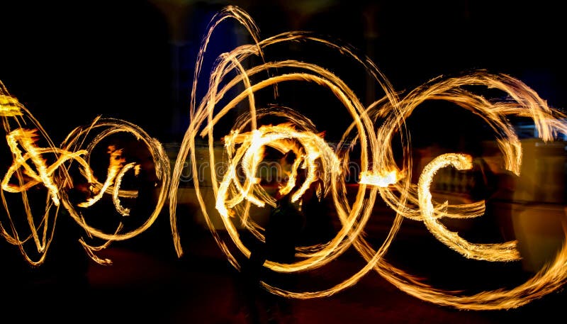 Flame of Fire in Motion at Night. Stock Photo - Image of background ...