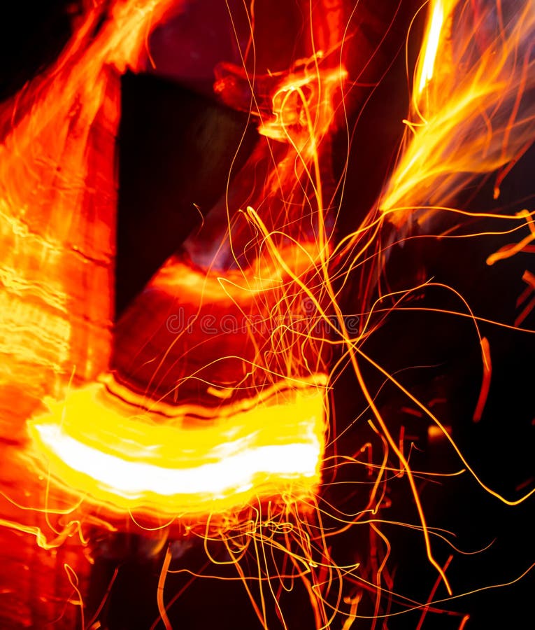 Flame of Fire in Motion at Night. Stock Image - Image of campfire ...