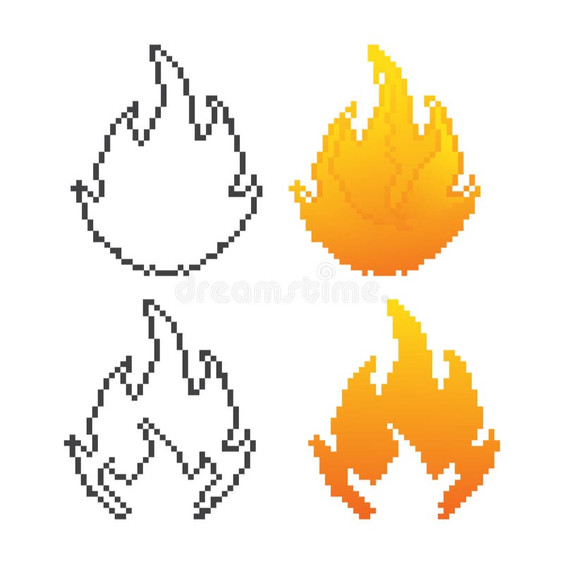 Fire pixel art stock vector. Illustration of burn, spark - 255460400