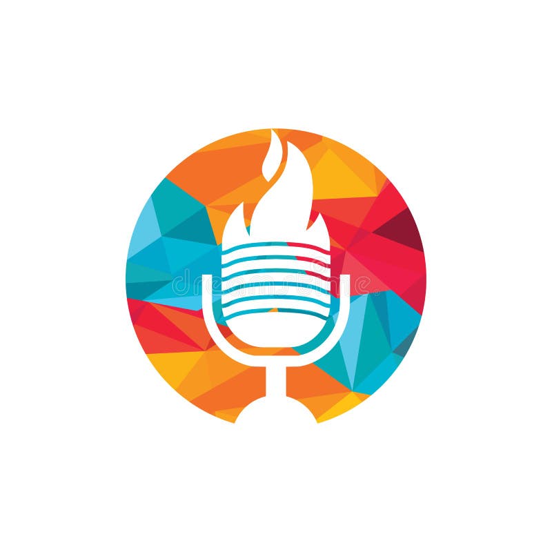 Fire Podcast Logo Design Template. Stock Vector - Illustration of ...