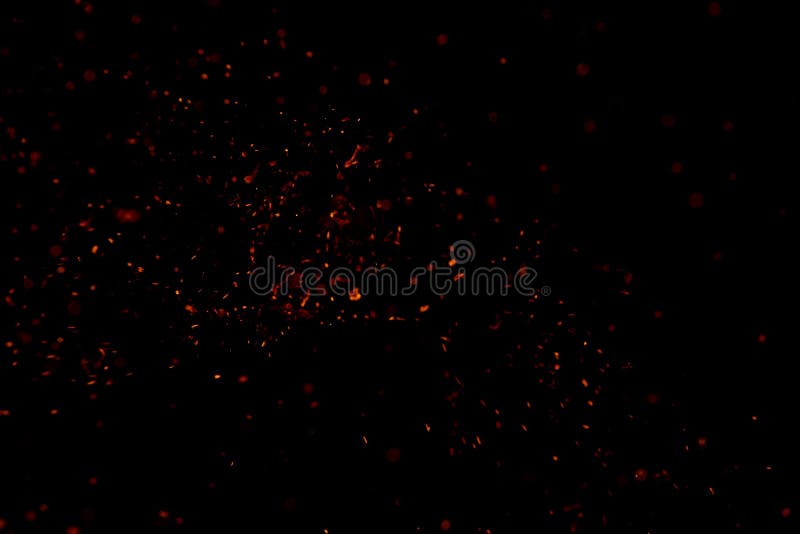 Flame Fire with Sparks on Black Background Stock Image - Image of black ...