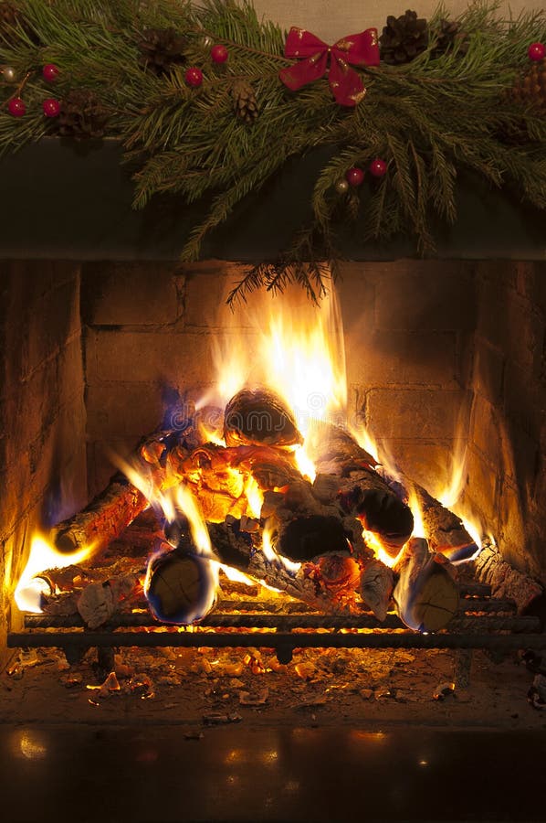 Flame in fireplace stock photo. Image of season, flame - 83397094