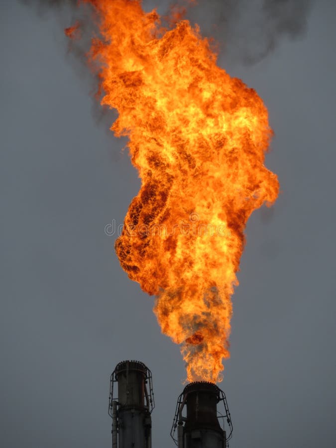 Flame from a Flare at the Refinery Stock Photo - Image of fuel, flame ...