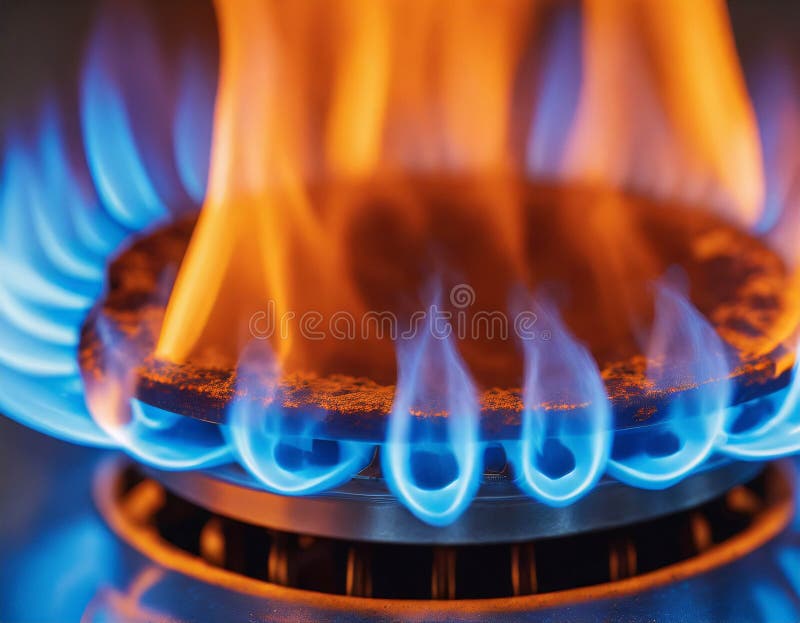Flame of a Gas Burner, Close Up Stock Illustration - Illustration of ...