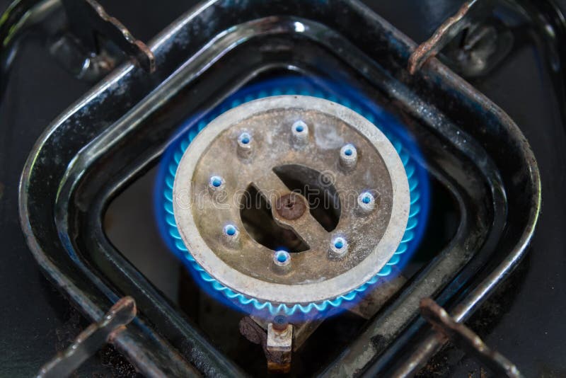 Flame in the gas burner stock photo. Image of circle - 97404506