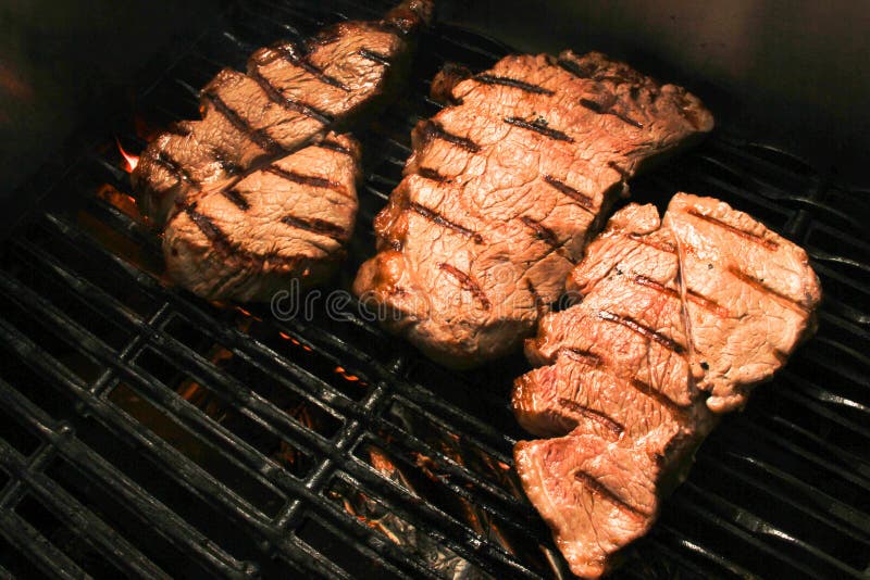 Flame Grilled Meat On A Grill Stock Image - Image of barbeque, food ...