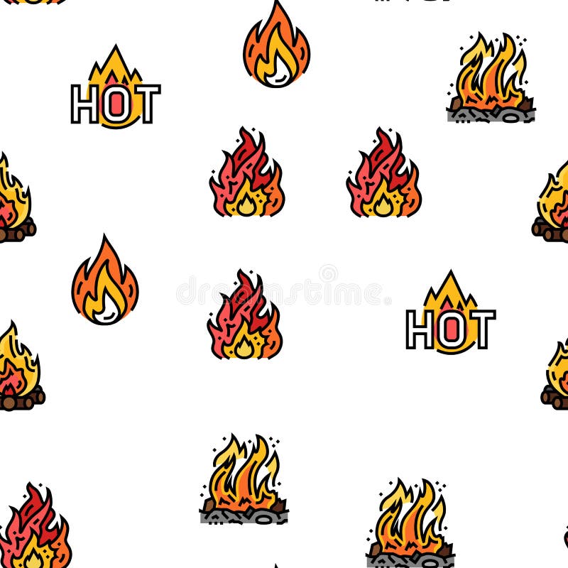 Flame Hot Fire Burn Bonfire Heat Vector Seamless Pattern Stock Vector ...