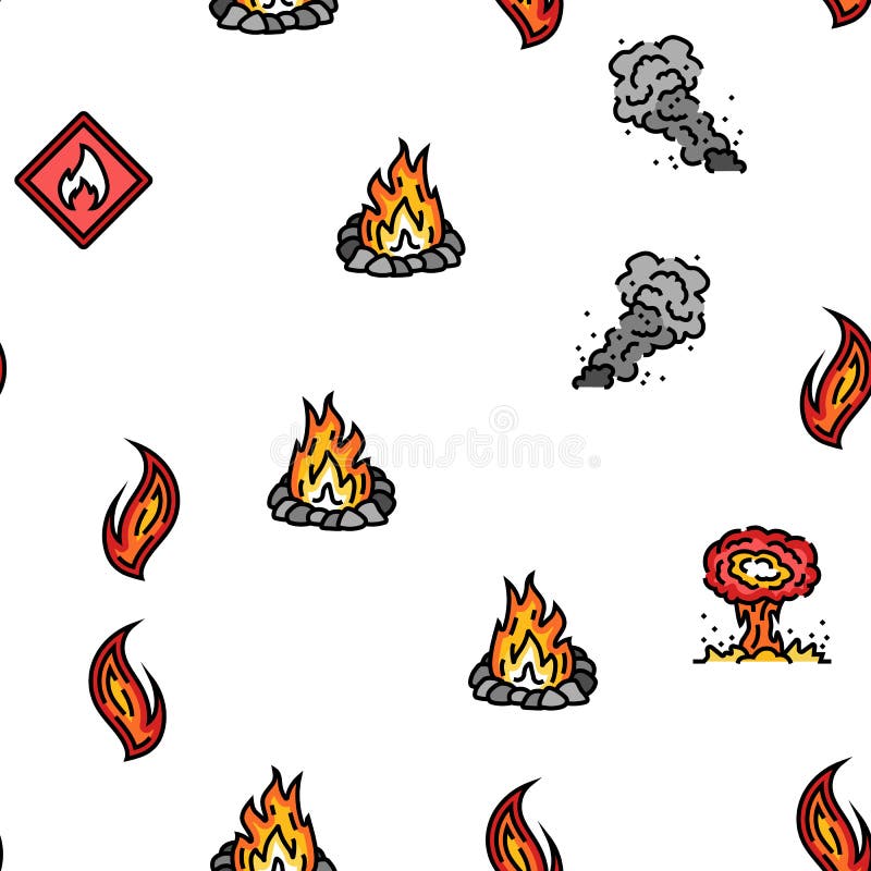 Flame Hot Fire Burn Bonfire Heat Vector Seamless Pattern Stock Vector ...