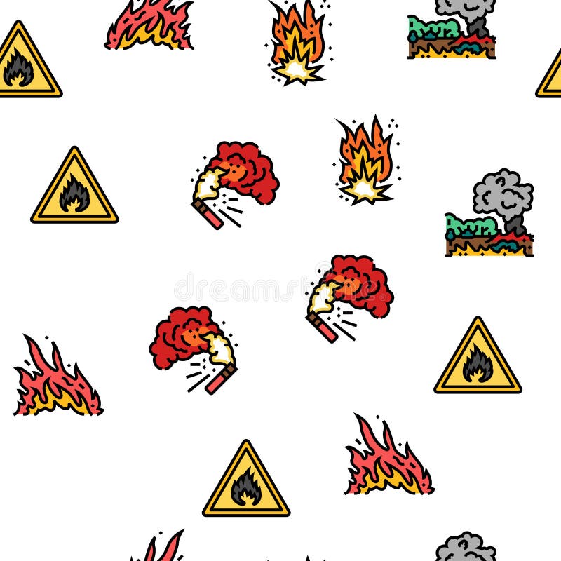 Flame Hot Fire Burn Bonfire Heat Vector Seamless Pattern Stock Vector ...