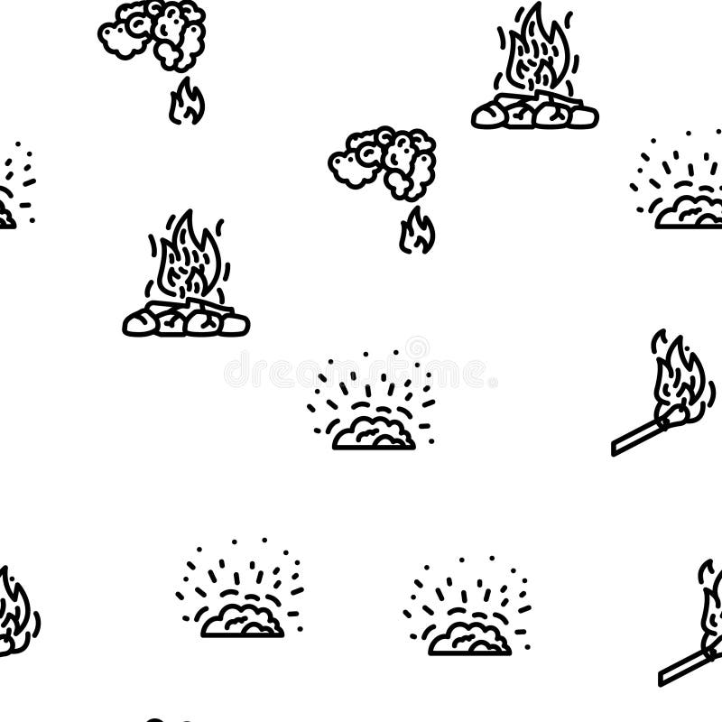 Flame Hot Fire Burn Bonfire Heat Vector Seamless Pattern Stock Vector ...