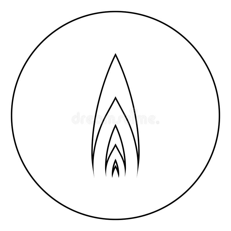 Flame Icon in Circle Round Outline Black Color Vector Illustration Flat ...
