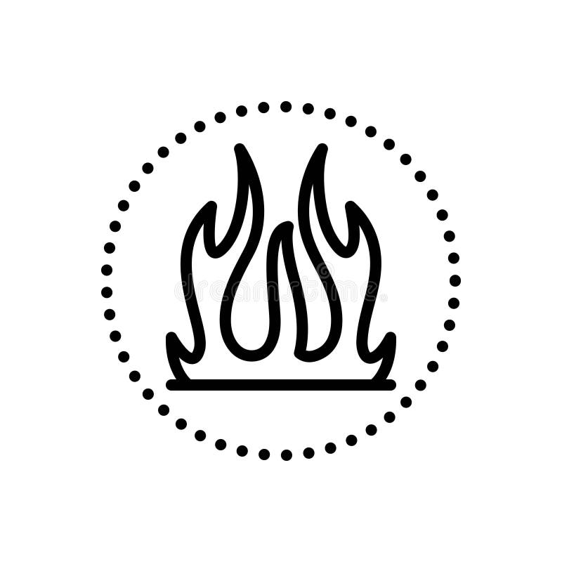 Black Line Icon for Flame, Fire and Spark Stock Vector - Illustration ...