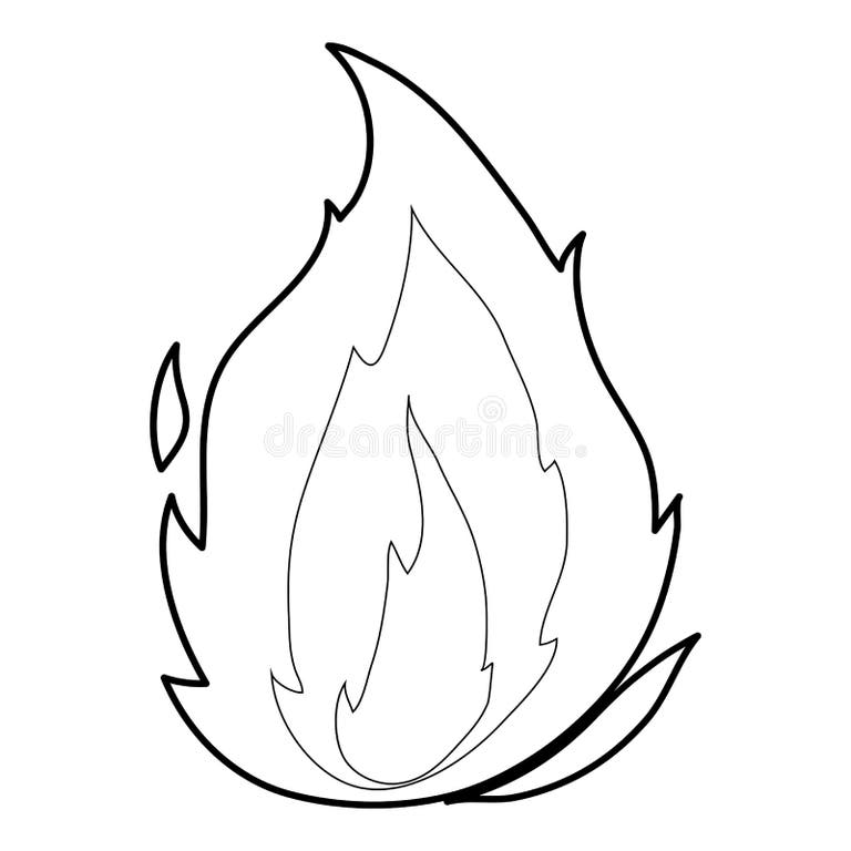 Flame icon, outline style stock vector. Illustration of product - 96099570