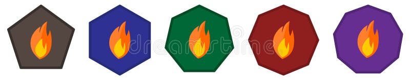 Flame Icon in Polygons with Different Number of Edges. Fire Element ...
