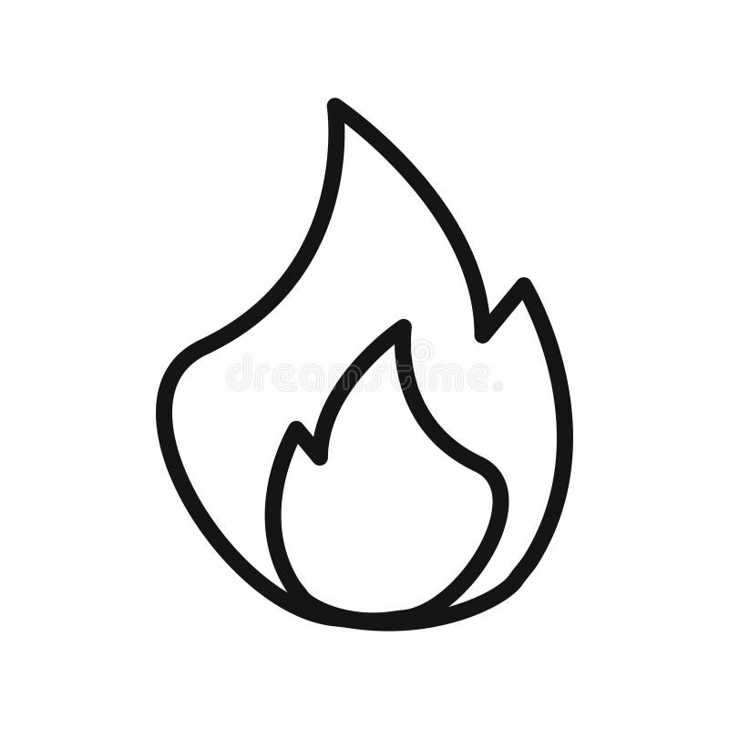 Flame Icon Thin Line Art Isolated Stock Vector - Illustration of fiery ...