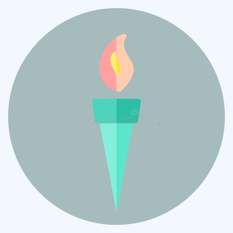 Flame Icon in Trendy Flat Style Isolated on Soft Blue Background Stock ...