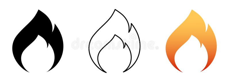 Flame Icon Variations: Solid, Outline, Gradient Stock Vector ...