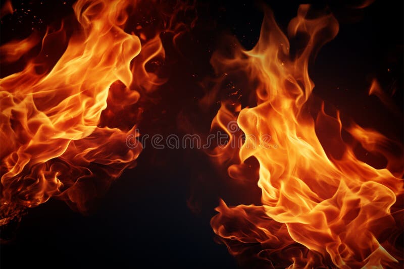 Flame Intensity Closeup of Fire Flames on a Black Backdrop Stock ...