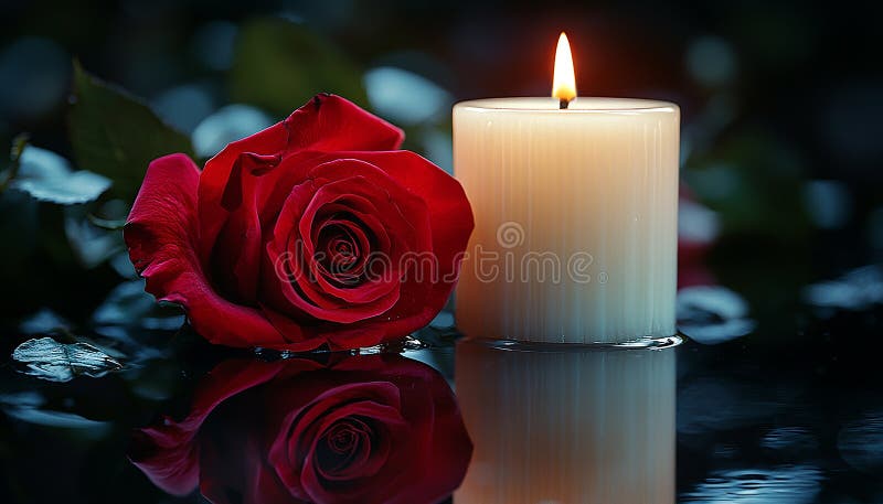 Flame of Love, Burning Candle in Darkness, Romance Generated by AI ...