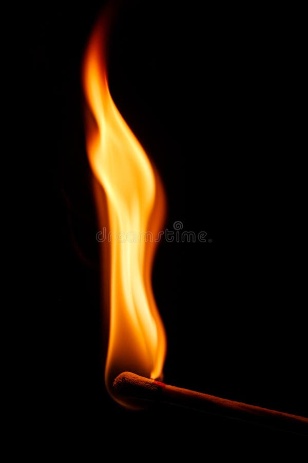 Flame of a Matchstick on Black Background Stock Photo - Image of glow ...