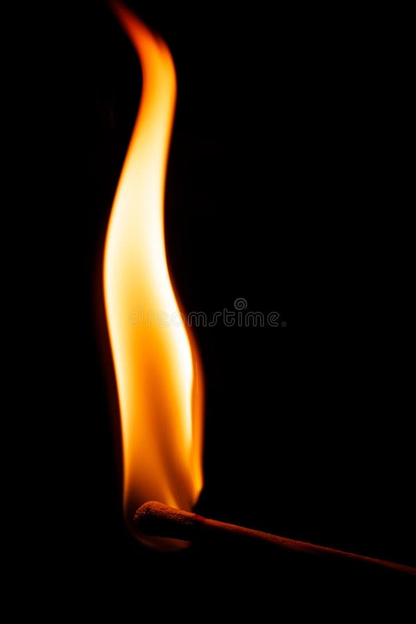 Flame of a Matchstick on Black Background Stock Photo - Image of glow ...