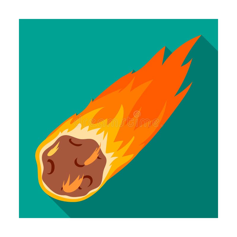 Flame Meteorite Icon in Outline Style Isolated on White Background ...
