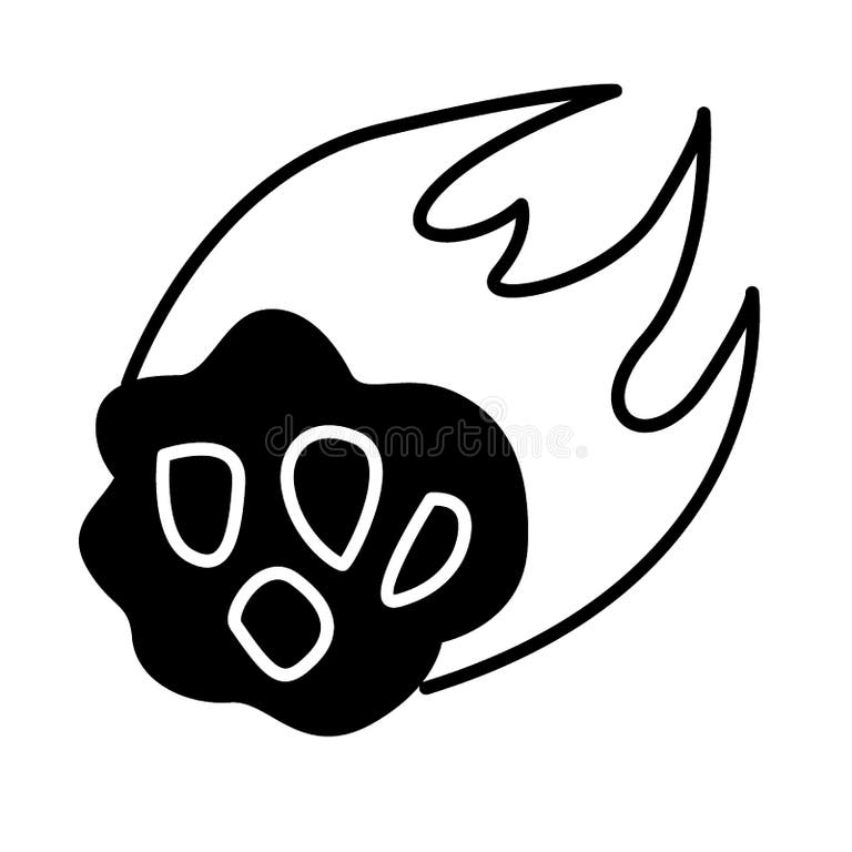 Flame Meteorite Solid Icon. Asteroid Vector Illustration Isolated on ...