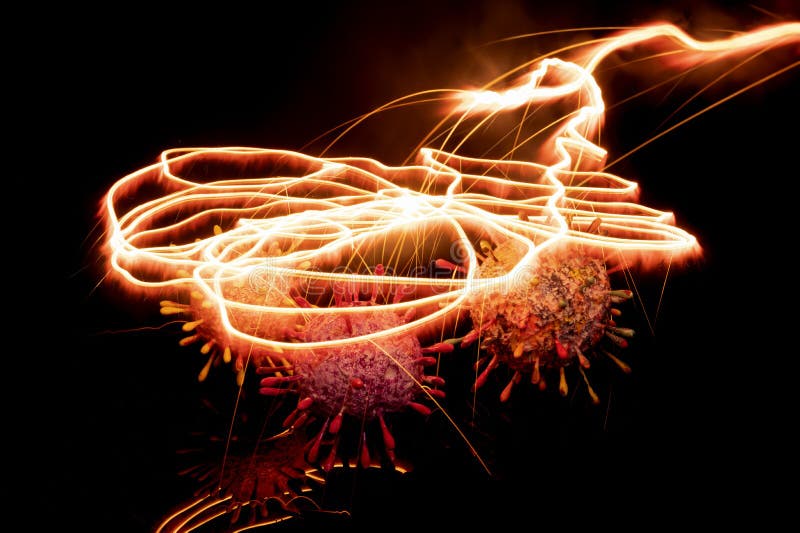 Flame Objects that Burn Around Covid-19 Coronavirus Stock Photo - Image ...