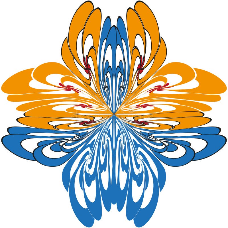 Flame Ornament Shape. Blue Orange Vector. Symmetrical Abstract Figure ...