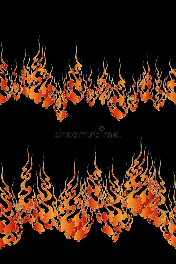 Flame Patterns Drawn Using Traditional Japanese Techniques, Stock ...