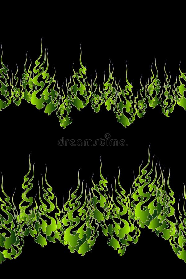 Flame Patterns Drawn Using Traditional Japanese Techniques, Stock ...