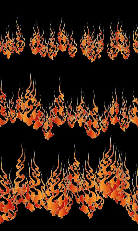 Flame Patterns Drawn Using Traditional Japanese Techniques, Stock ...