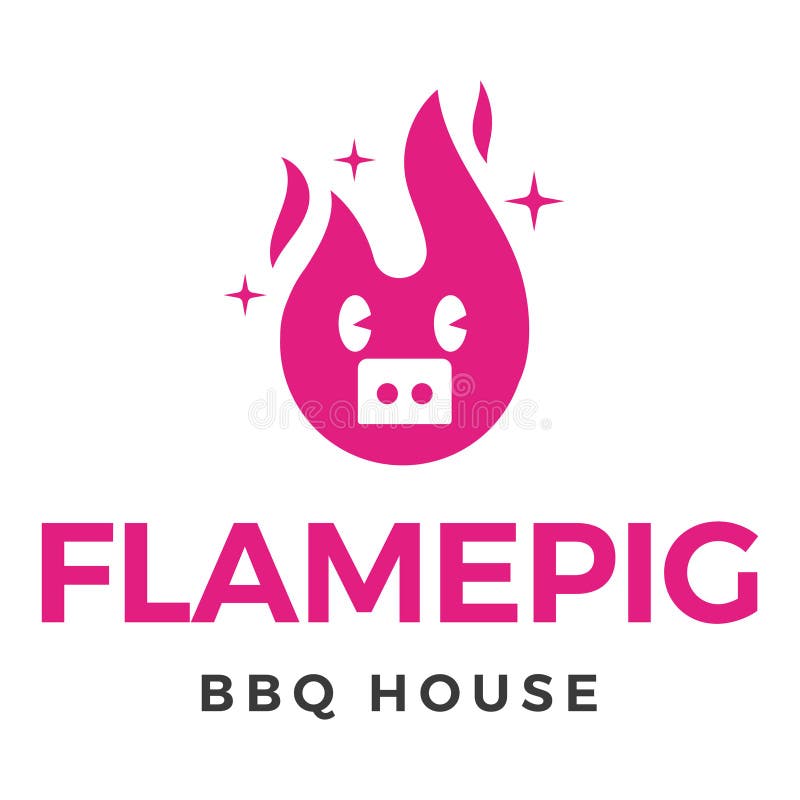 Flame Pig Bbq House Flat Minimalist Logo Design Stock Vector ...