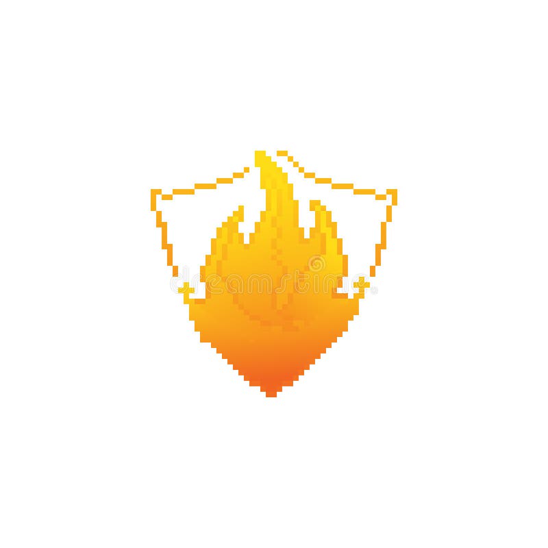Flame Protection, Fire Shield. Pixel Art 8 Bit Vector Icon Illustration ...